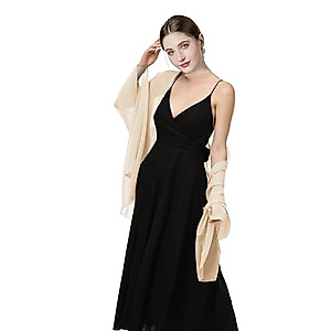 Baoqiya Women's Scarf Shawls and Wraps for Evening Dress Chiffon Shawl Soft Elegant Silky Pashmina Wedding Bridal Scarves(Champagne, 79"×29")