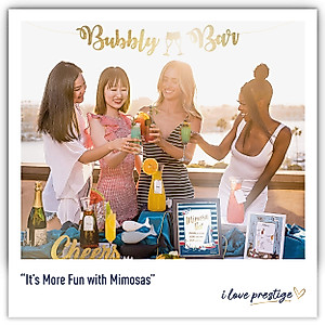 PRESTIGE Mimosa Bar Kit | Bubbly Brunch Decorations w/Greenery Mimosa Bar Sign & Gold Banners. Classy Bridal Shower Decorations, Momosa Bar Baby Shower Supplies, Rustic Birthday Party Brunch Decor Set