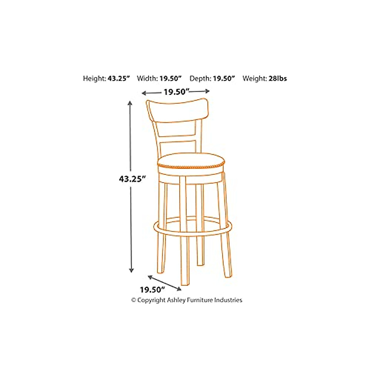 Signature Design by Ashley Pinnadel 30" Modern Swivel Pub Height Barstool, Light Brown
