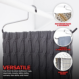 Blanket Hangers (12 Pack) - Stainless Steel Quilt Hangers with Vinyl Non-Slip Coating - Holds Up to 40 Lbs - Heavy Duty Hangers for Closet Storage, Comforters, Bedding, Towels, Rugs - Stock Your Home