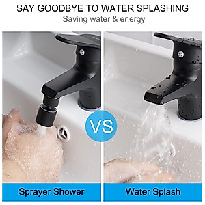 Hibbent NSF/ANSI/CAN 61 Certified Kitchen Faucet Aerator, CUPC Certification 360-degree Swivel Sprayer 2 Water Flow Sprayer Modes Faucet Extender-55/64Inch-27UNS Female Thread, Matte Black