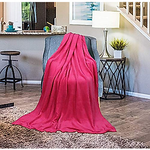 FOHOG Collection Fleece Blanket Hot Pink Red Small Plush Throw Blankets for Couch Flannel Soft Lightweight Microfiber Travel 50" X 60" (Hot Pink)