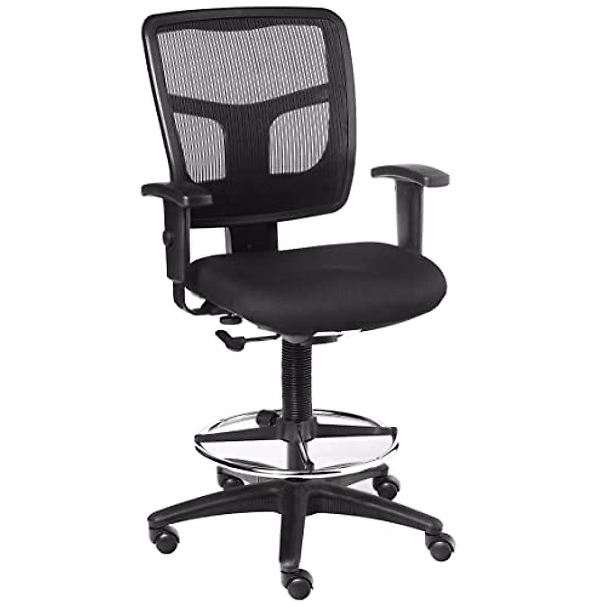 Lorell Ratchet Mesh Mid-Back Stool Chair 2.6" Height X 75.8" Width X 27.3" Length Black