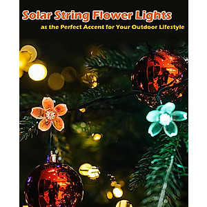 Solar String Flower Lights Waterproof IP65 for Outdoor Decor Party Garden Yard Home Wedding Christmas Halloween Holiday Tree Decoration Lighting