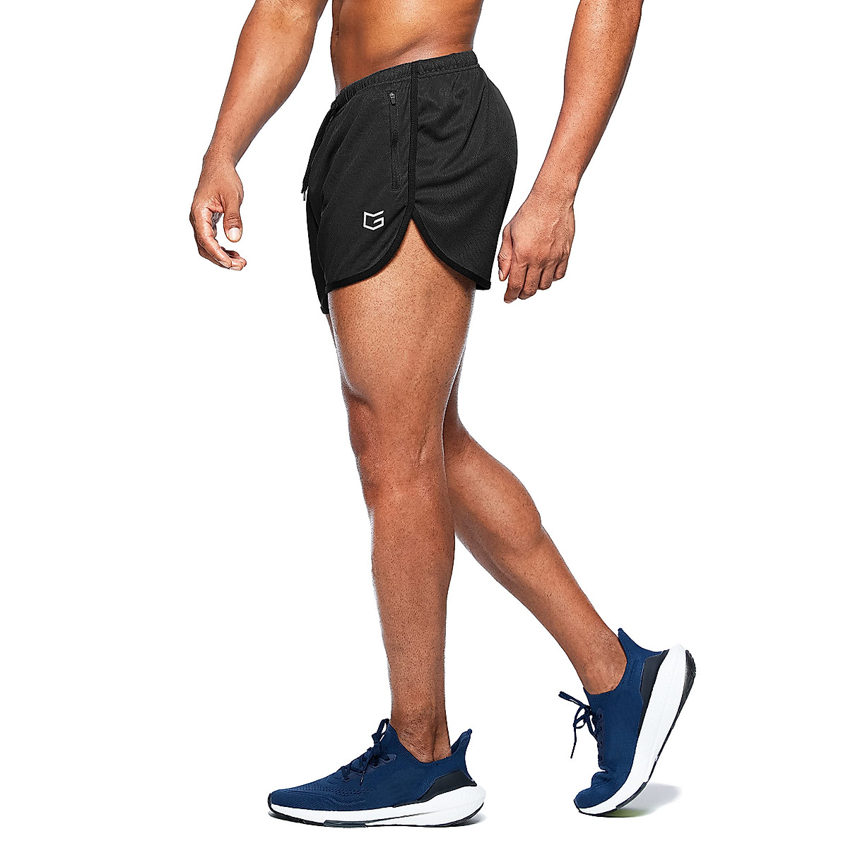 G Gradual Men's Running Shorts 3 Inch Quick Dry Gym Athletic Jogging Shorts with Zipper Pockets (Black, Medium)