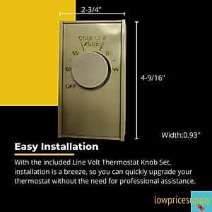 Ivory Single Pole Line Volt Thermostat Cover w/Line Volt Thermostat Knob Set - Replacement for Old Style S22 and D22 Thermostats - Easy to Install - Durable and Stylish