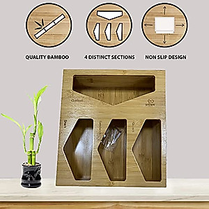 Bamboo Ziplock Bag Organizer for Drawer, Storage Bag Organizer for Kitchen, Plastic