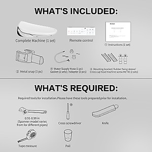 Facilavi Electronic Heated Bidet Toilet Seat Elongated, Smart Toilet Seat, Bidet with Warm Water, Bidet with Remote, Multiple Spray Modes, Aerated Cleansing,Cold-Hot SPA Cleansing,White