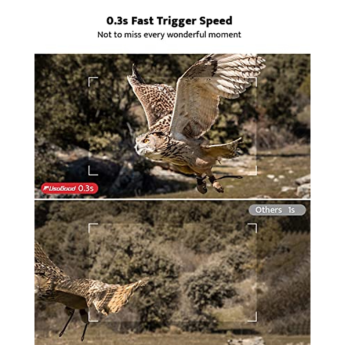 usogood Trail Camera 36MP 4K 30fps Game Camera with Night Vision Motion Activated IP66 Waterproof, 65ft 120° Wide Angle Detection Hunting Camera, for Outdoor Garden Backyard Wildlife Monitoring