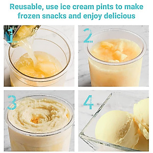 Ninja Creami Pints and Lids, 4 Pack Containers Replacement - 16 oz Cups Compatible with NC301 NC300 NC299AMZ NC290 Series Ice Cream Maker