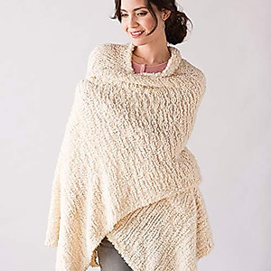 Cream Women's One Size Soft Knit Nylon Giving Shawl Wrap in Gift Box