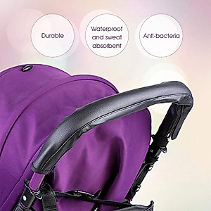 Pssopp Black PU Leather Waterproof Stroller Handlebar Cover, Universal Fit, Stroller Cover