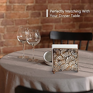 Cast Iron Classic Vintage Bronze Gold Leaves Napkin Holder For Table/Tabletop Freestanding Tissue Dispenser