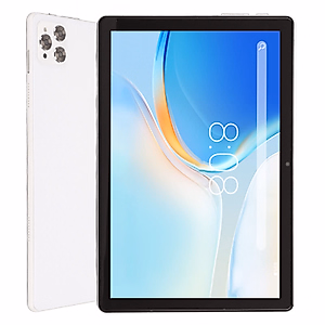 DAUZ HD Tablet, IPS Screen 100-240V Octa Core Processor Night Reading Mode 10 Inch Tablet for Android 11 for Study (White)
