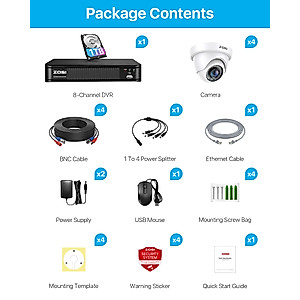 ZOSI 3K 5MP Lite H.265+ Home Security Camera System with AI Human Vehicle Detection, 8 Channel Surveillance DVR and 4 x 1080p Weatherproof CCTV Dome Camera Outdoor Indoor, 80ft Night Vision, 1TB HDD