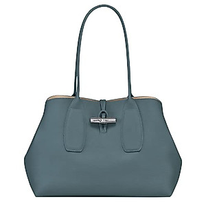 Longchamp 'Roseau' Leather Shoulder Tote Handbag, Blue