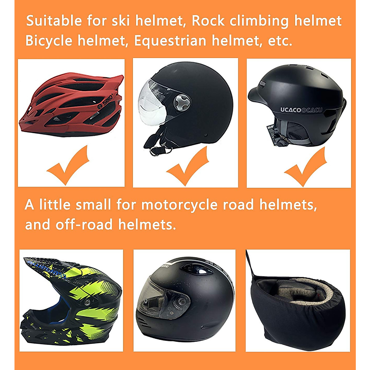 KOOUMOS Motorcycle Helmet Bag Ski Bag Backpack Large Storage Carrying Bags for Sport Riding Travel Motorcycle Bicycle Made of Nylon Cloth with Drawstring Bag (M*2Pack