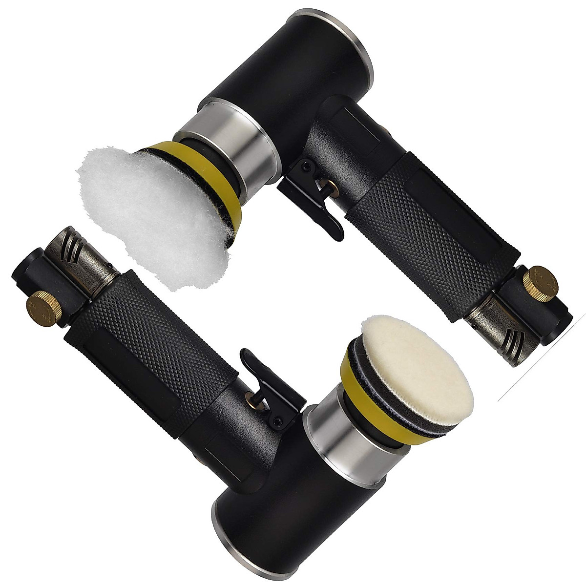 48 Pcs mini random orbital air sander kit, high-speed mini air sander polisher, Includes 1-inch and 2-inch and 3-inch polisher pad kit polishing sponge & wool pads sandpapers, pneumatic sander kit