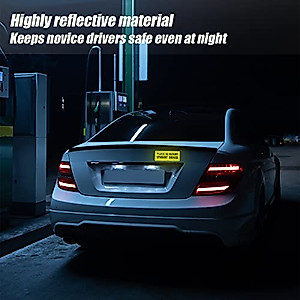 3PCS Student Driver Magnet for Car, 3.5 * 9" Upgraded Reflective Red Font Student Driver Safety Sign Magnet Vehicle Bumper Magnetic Sticker for New Drivers, Beginner, Car Accessories (Black/Red-1)