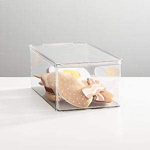 mDesign Plastic Stackable Toy Storage Bin Container Box with Hinge Lid for Organizing Living Room, Play Room, Bedroom, Nursery, Hold Blocks, Puzzles, Books, Lumiere Collection, Clear