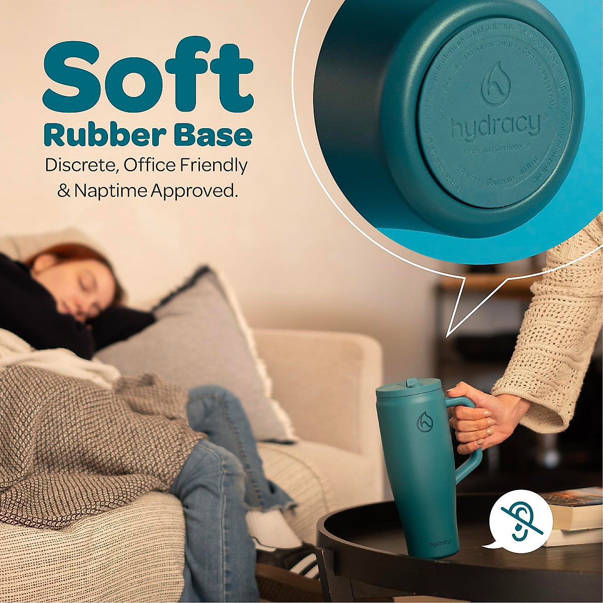 Hydracy Soulmate 40oz Tumbler with Handle and Flip Straw - 100% Leakproof Reusable Insulated Cup with Stainless Steel Straw - Cupholder Friendly Rubber Base Travel Mug - Gifts for Women & Men