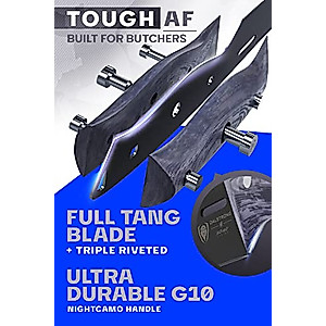 Dalstrong Bull Nose Butcher Knife - 10" - Delta Wolf Series Knife - Ultra-Thin & Zero Friction Blade - HC 9CR18MOV Steel - Black Titanium Nitride Coating - G10 Camo Handle - Leather Sheath