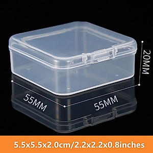 5 Pack Square Storage Box with Hinged Lid, 2.2x2.2x0.8inches Transparent Storage Containers for Accessories, Beads, Crafts and Screws, Classified Storage to Keep The House Tidy