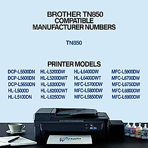 AZ Compatible Toner Cartridge Replacement for Brother TN850 (TN-850) use in DCP-L5500DN DCP-L5600DN DCP-L5650DN HL-L5000D HL-L5100DN HL-L5200DW HL-L5200DWT (Black, 4-Pack)