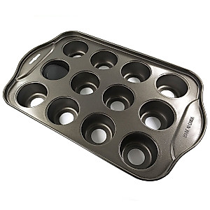 DEVILMAYCARE Removable Bottom Round Mini Muffin Pans 12 Holes Non-stick Cake Mold for Cake Chocolate Egg tart ＆ Others Bake Food