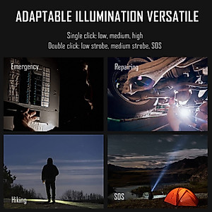 VIPERADE LED Flashlights, Mini Flashlight, Ultra Bright, Powerful Rechargeable Flashlights, Durable Pocket Flashlight for Outdoor, Camping, Hiking and Emergency (MK8)