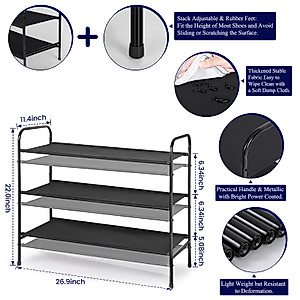MAX Houser 3 Tier Free Standing Shoe Rack, Shoe Organizer for Closet,Metal Shoe Storage Shelf for 9-12 Pairs of Shoes, Easy to Assemble, Entryway, Bedroom, Black