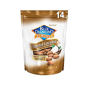 Blue Diamond Almonds Toasted Coconut Flavored Snack Nuts, 14 Oz Resealable Bag (Pack of 1)