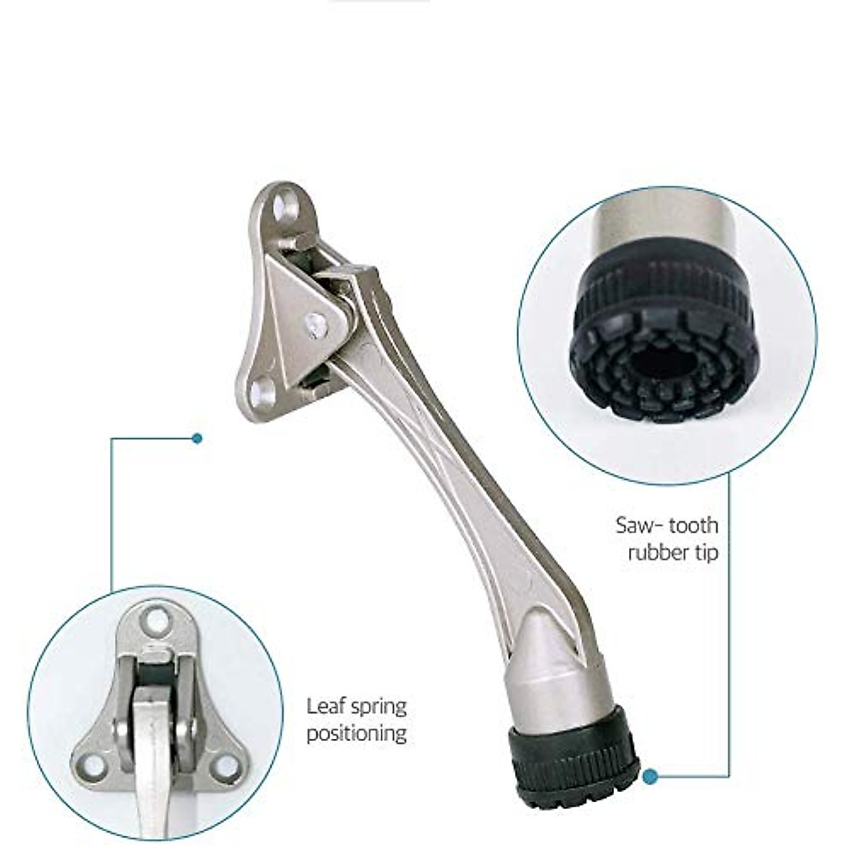 CG PLUS Door Stopper, Kick Down Door Stops for Heavy Doors, with Rubber Tip and Spring Lever, Adjustable, Easy to Set Down and Release, 4-Inch, for Wide Doors (4inch x 2pack, Black)