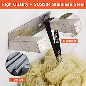 HarJue Bath Towel Hooks, 304 Stainless Steel Robe Towel Hooks Heavy-Duty Waterproof Rustproof Coat Hook for Bathroom and Kitchen-Wall Mounted, Double Towel Holder (Brushed Nickel, 2 Pack)