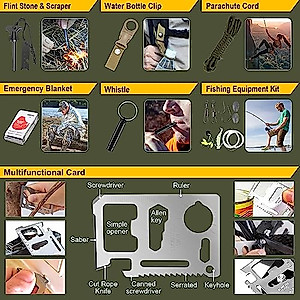 Survival Kit, 200 in 1, Gifts for Men Women Teenagers, Upgraded Survival First Aid Kit, Practical Tactical Gear Camping Tool Emergency Medical Supplies for Camping Hiking Fishing Home Office