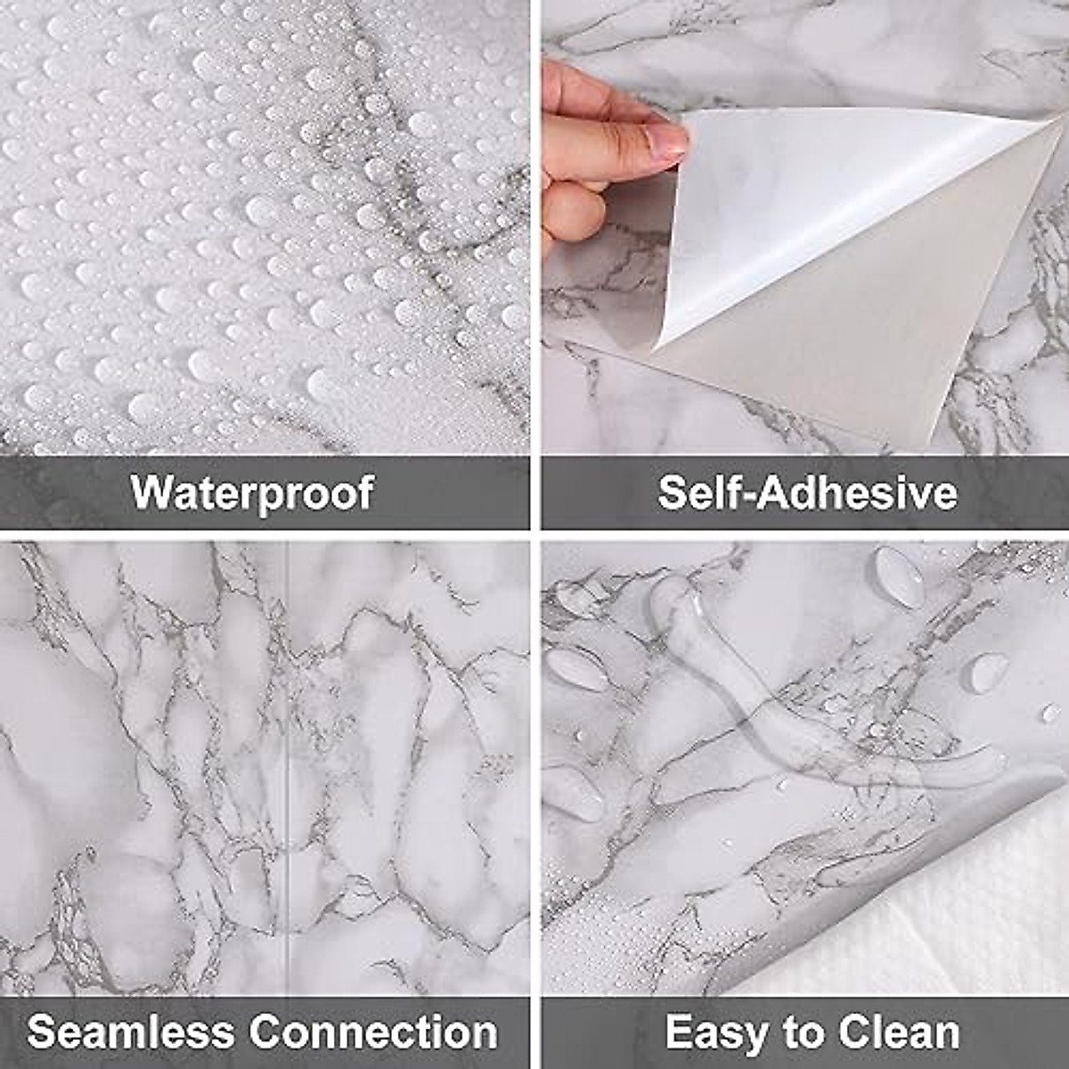 HATOKU 17.7" x 355" Glossy Marble Peel and Stick Wallpaper, Contact Paper for Cabinets, PVC Self Adhesive Wallpaper for Desk Drawer Shelf Liner