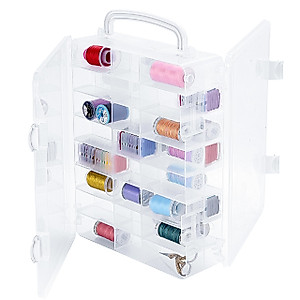 New brothread Double-Sided Storage Organizer/Box with Total 48 Adjustable Compartments, Removable Dividers for Embroidery and Sewing Threads, Embroidery Floss, Needles, Beads, Small Crafts & Toys