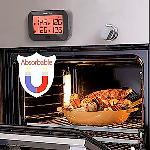 Digital Bluetooth BBQ Grill Meat Thermometer with 4 Probes, Instant-Read Meat Thermometer for Grilling, Temp Alarm Function, Food Thermometer for Kitchen, Beef, Candy, Cheese Making, Turkey, Oven