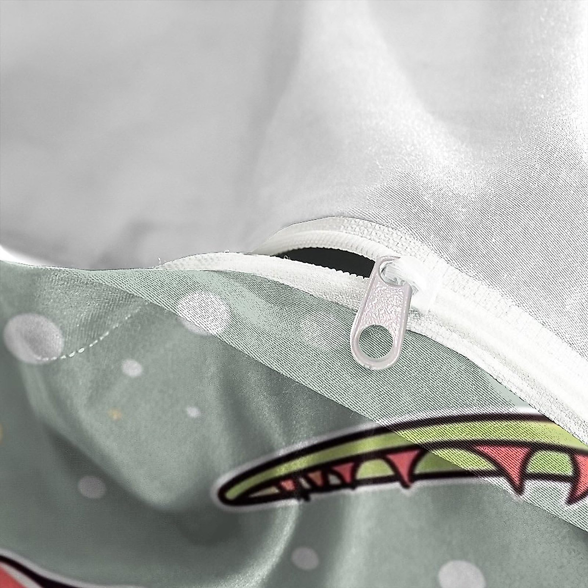 LENTLY Cartoon Dinosaur 3D Print Bedding Set Soft Microfiber Quilt Covers 3 Pieces Christmas Theme Comforter Cover with Pillowcase for Childrens and Adults Duvet Cover Twin（173x218cm）