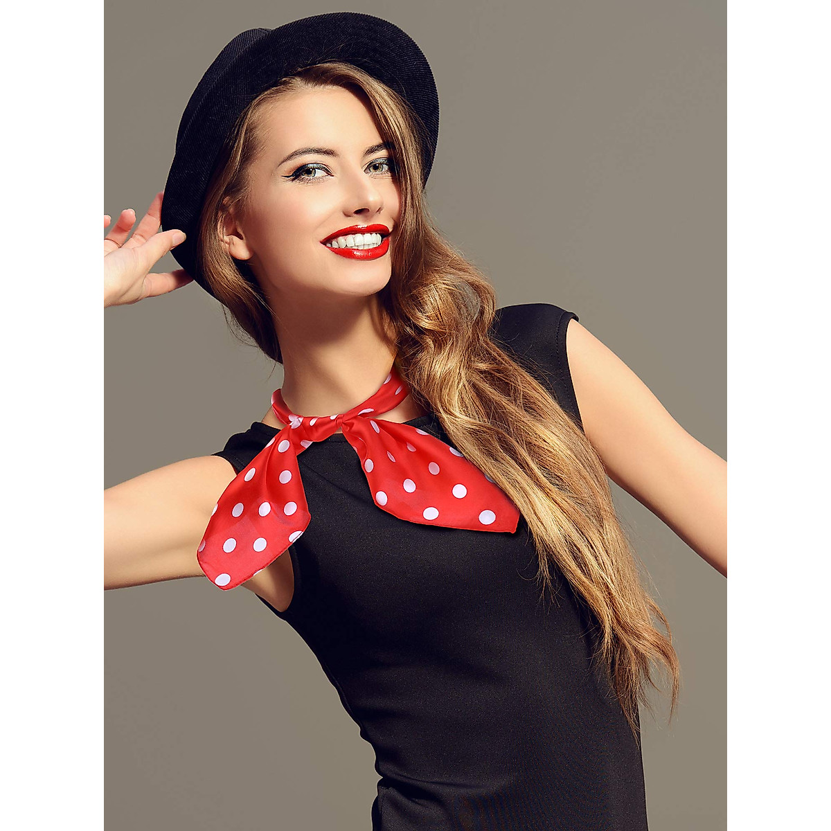 SATINIOR 1950s Chiffon Scarf Chiffon Scarf Square Handkerchief Neck Scarf Satin Ribbon Scarf Hair Tie for Women