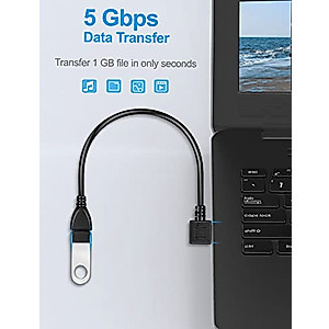 URWOOW 2 Pack SuperSpeed USB 3.0 Angle Male to Female Extension Cable Convertor Adapter Extender Cord Left and Right Angle one Each - 6 inch 2 Pack