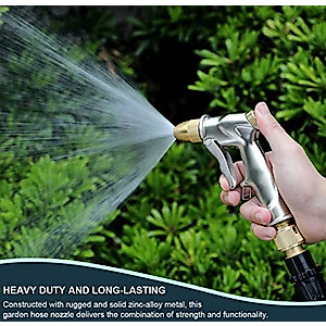ESOW Garden Hose Nozzle, 100% Heavy Duty Metal Spray Gun with Full Brass Nozzle, 4 Watering Patterns Watering Nozzle- High Pressure Pistol Grip Sprayer for Watering Plants, Car Wash and Showering Dog