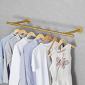 RZGY Clothes Rack Wall Mount, 47.2''L Clothing Bar for Wall, Industrial Pipe Clothes Rod, Heavy Duty Hanging Clothes Rack Detachable Garment Bar, Multi-Purpose Hanging Rod for Closet