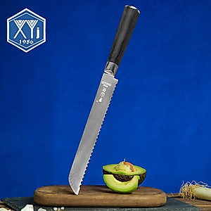 XYJ Utility Japanese Chef Knife,Damascus Steel Kitchen Slicing Knives,Santoku Knives,Damascus Meat Vegetable Cooking Knife With Sheath Cover (5'' Utility Knife)