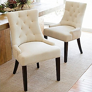 Christopher Knight Home Hayden Tufted Fabric Dining / Accent Chairs, 2-Pcs Set, Beige