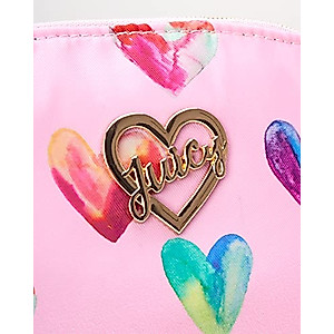 Juicy Couture Women's Toiletries Bag - Cosmetics Dome Bag for Travel, Multifunctional Organizer Pouch, Rainbow Heart