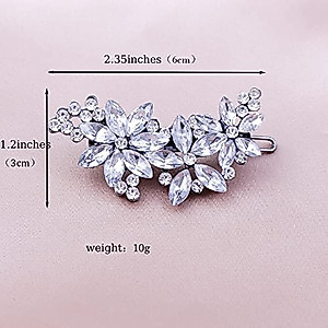 Goledwedy Crystal Flower Bridal Hair Clips(2 packs) Rhinestone Wedding Hair Clips For Brides
