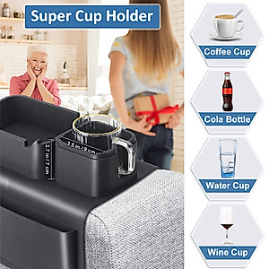 Couch Cup Holder, Easyjoy Silicone Sofa Armrest Tray with Side Pockets, Super Large Anti-Spill and Anti-Slip Big Couch Caddy with Cup Holder, Drink Holder for Couch Arm Tray, Fathers Day Dad Gifts