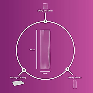 Purple Q Crafts Clear Cellophane Bags For Wine Bottles 6" x 18" Wine Gift Cello Bags With 50 Gold 4" Twist Ties (50 Pack)