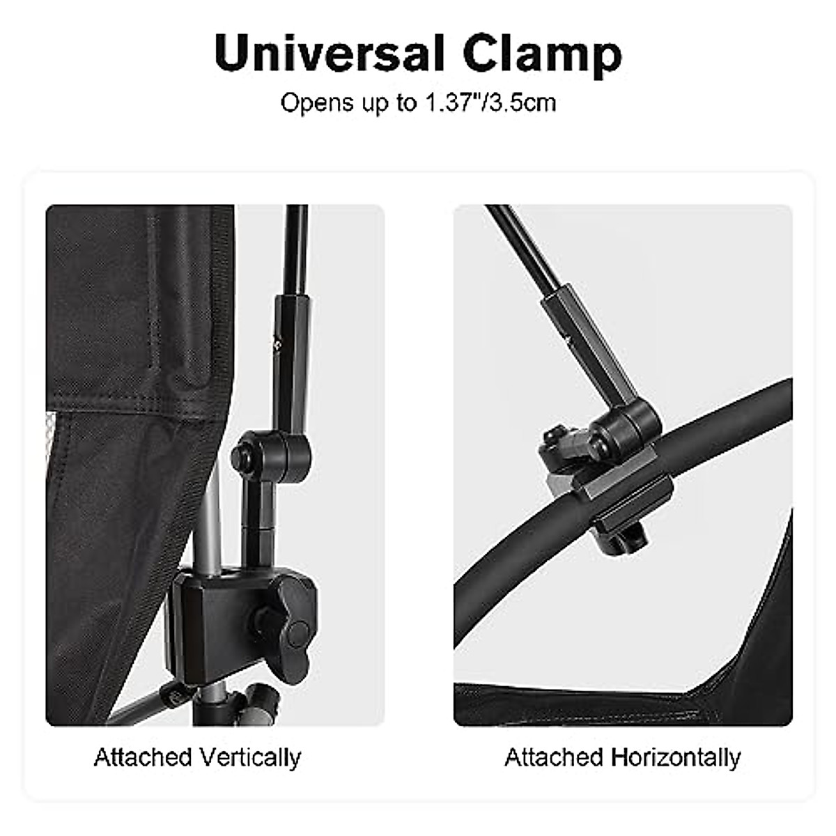 G4Free Beach Chair with UPF 50+ Adjustable Beach Umbrella, Universal Clamp Umbrella Folding Portable Backpack Camping Chair and UPF 50+ Adjustable Beach Umbrella for Adults Black